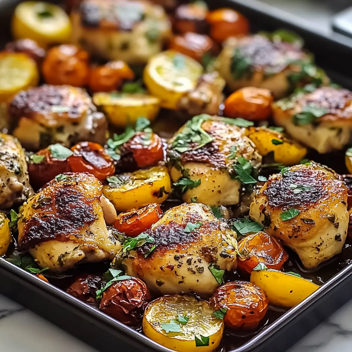 Easy Juicy Mediterranean Sheet Pan Chicken Thighs Recipe